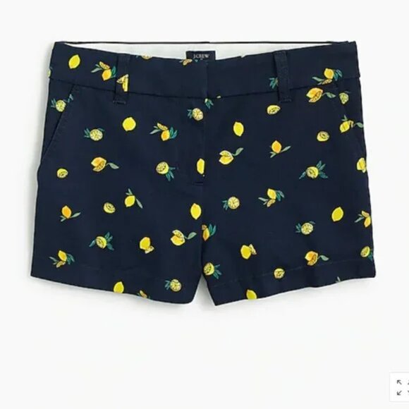 J. Crew | Shorts | J Crew Lemon Print Classic Chino Shorts Size 2 ...